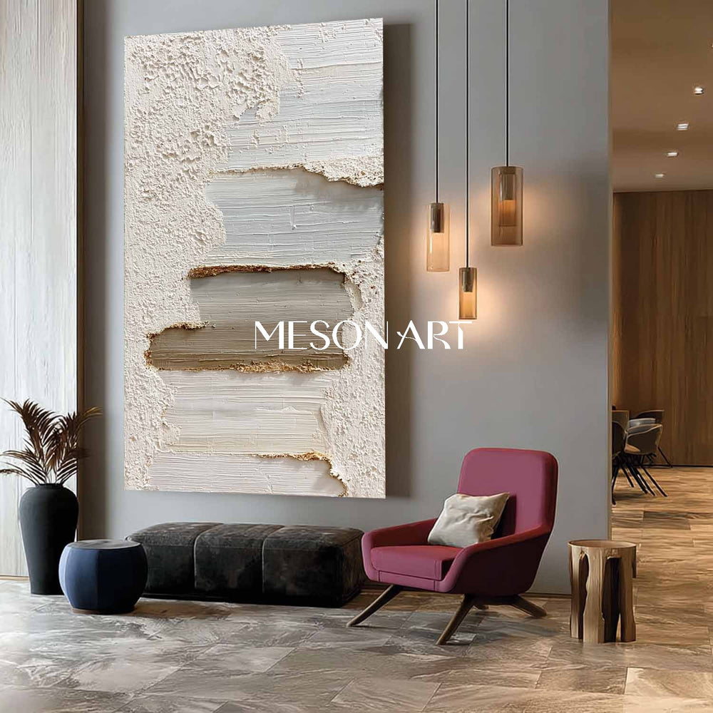 Extra Large 3D White Plaster Painting White Abstract Plaster Art ...