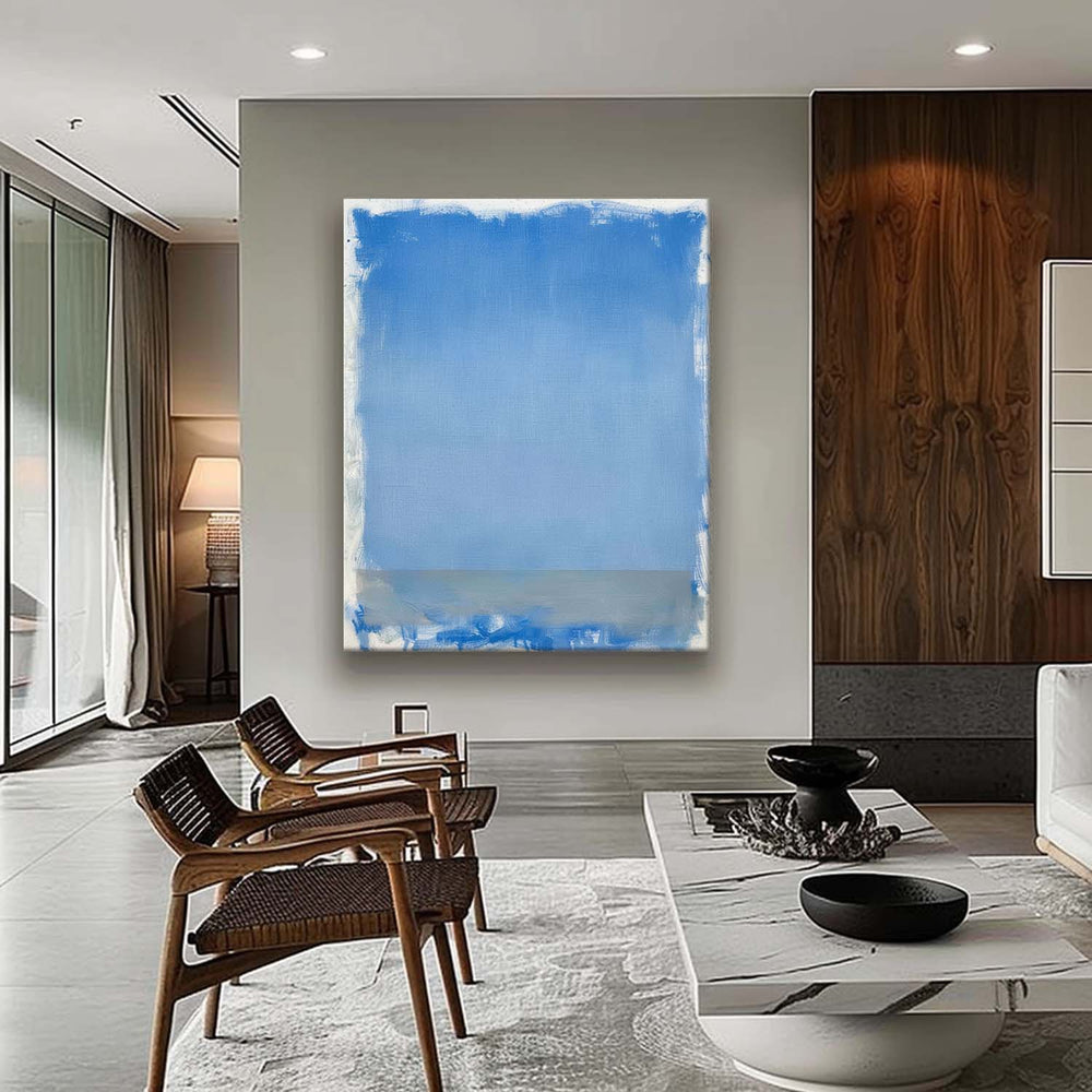 Large Dark Blue Abstract Art Blue Oil Painting Blue Canvas Wall Art ...