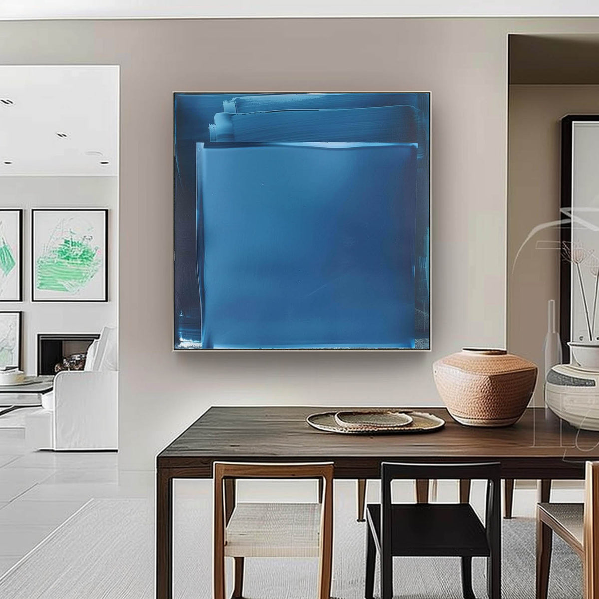 48*48 Light Blue Oil Paintings Blue Abstract Art Modern Light Blue ...