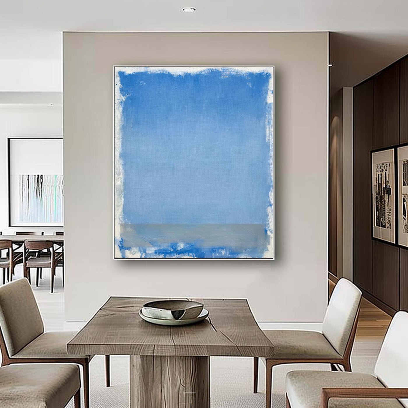 Large Dark Blue Abstract Art Blue Oil Painting Blue Canvas Wall Art ...