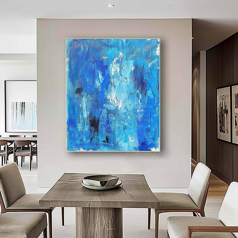 Large Blue Abstract Art Canvas for Sale Blue Textured Painting Blue ...