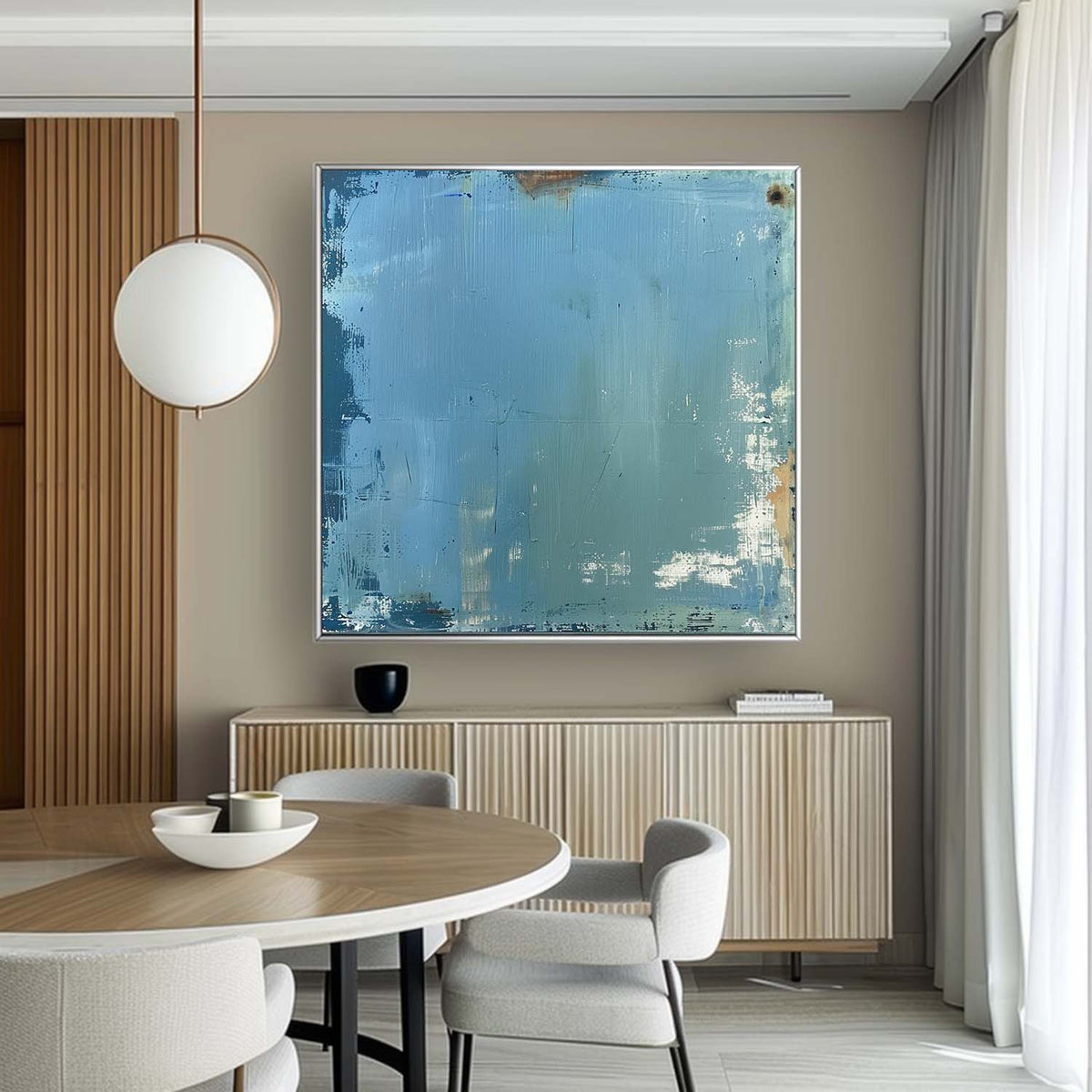 55*55 Light Blue Abstract Canvas Wall Art Decor Light Blue Abstract ...