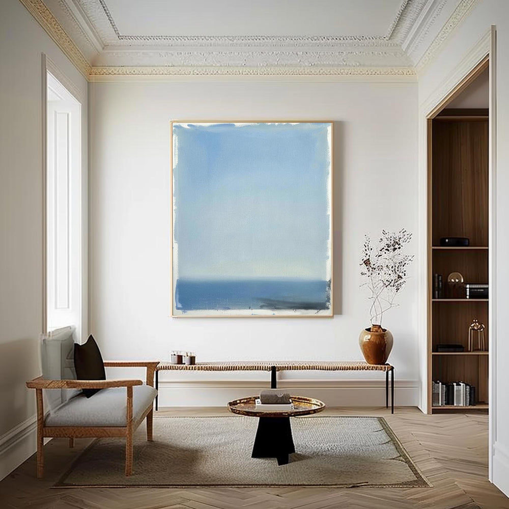 Light Blue Abstract Art Light Blue Oil Painting Light Blue Canvas Wall ...