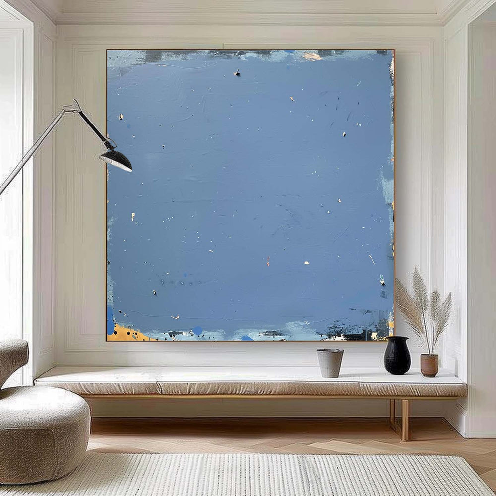 Light Blue Abstract Art Contemporary Light Blue Abstract Canvas Wall ...