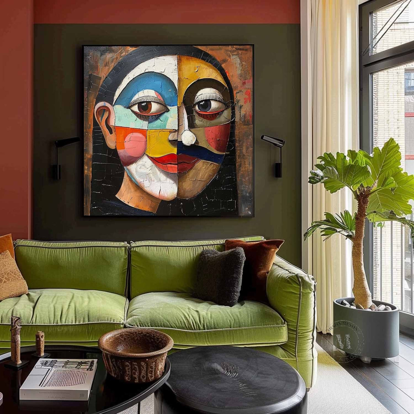 Contemporary Mona Lisa Portrait Abstract Canvas Art Female Pop Portrait ...