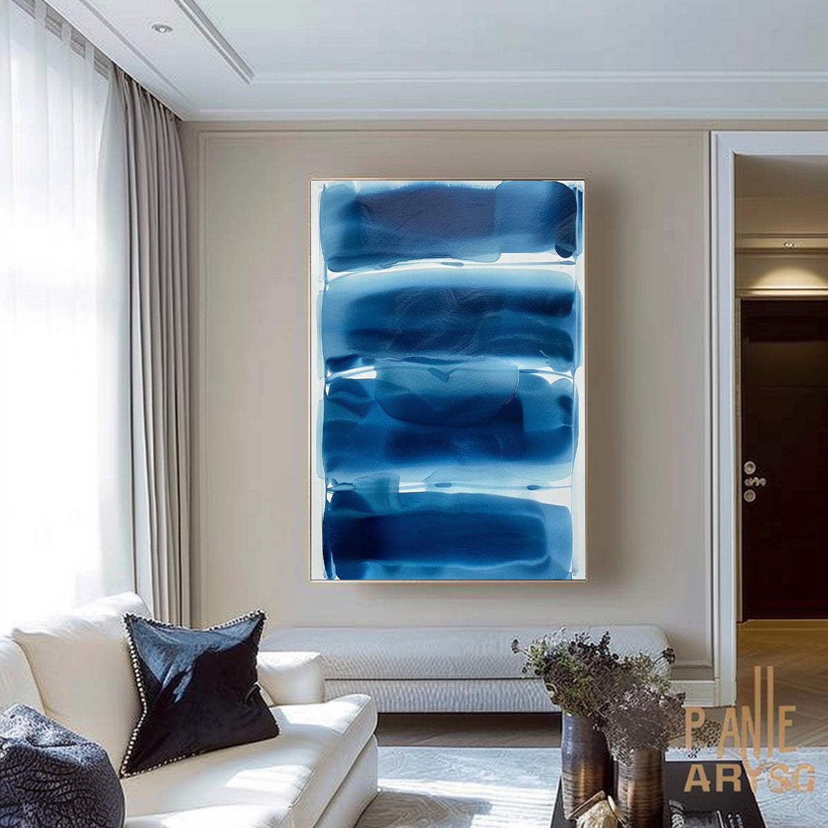 Large Light Blue Abstract Art Modern Light Blue Abstract Canvas Wall ...