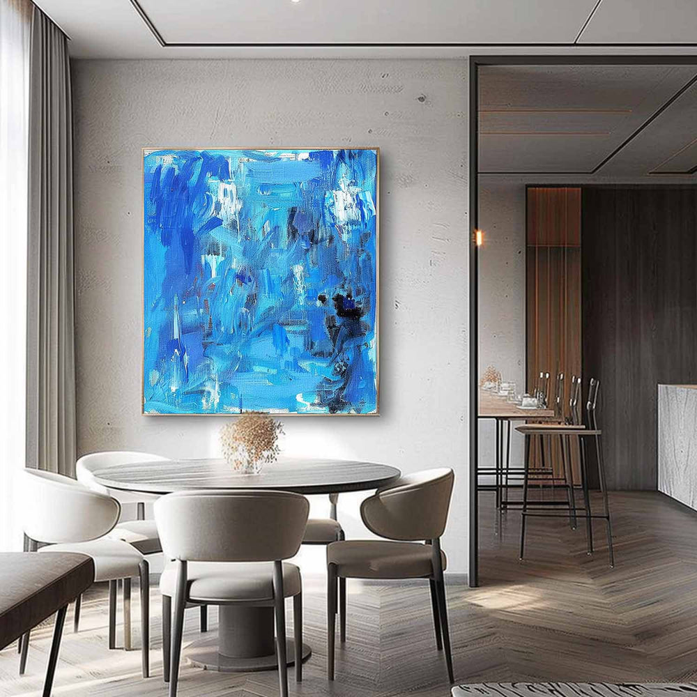 Large Blue Texture Paintings Blue Abstract Art Canvas Blue Wall Decor ...