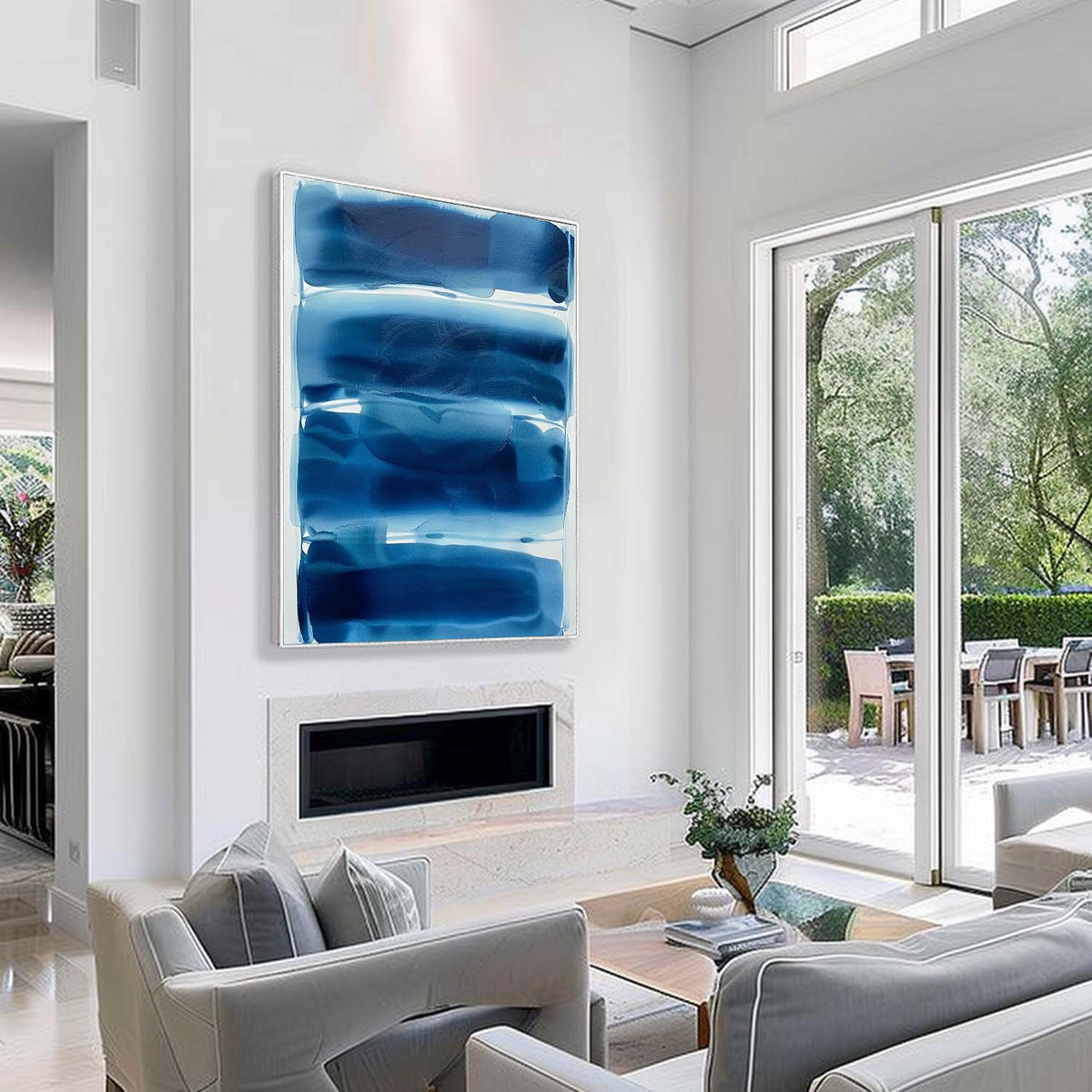 Large Light Blue Abstract Art Modern Light Blue Abstract Canvas Wall ...