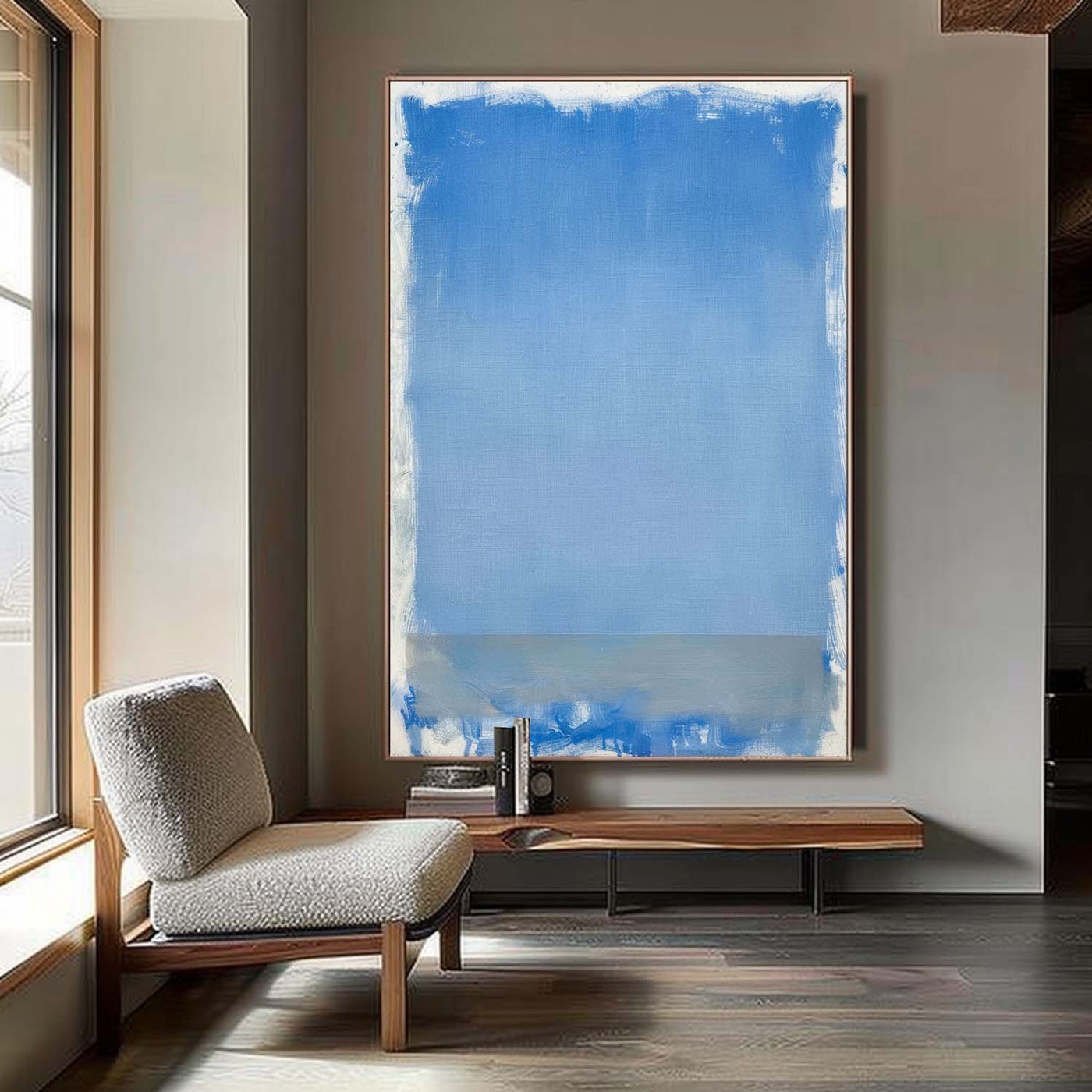 Large Dark Blue Abstract Art Blue Oil Painting Blue Canvas Wall Art ...