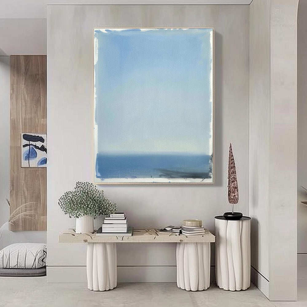 Light Blue Abstract Art Light Blue Oil Painting Light Blue Canvas Wall ...