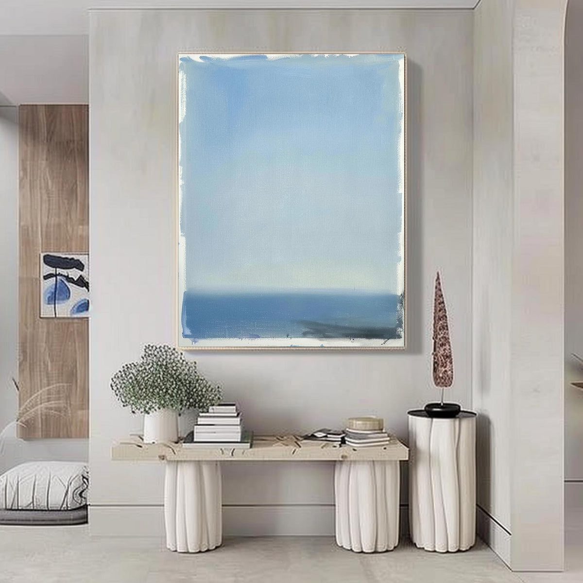 Light Blue Abstract Art Light Blue Oil Painting Light Blue Canvas Wall ...