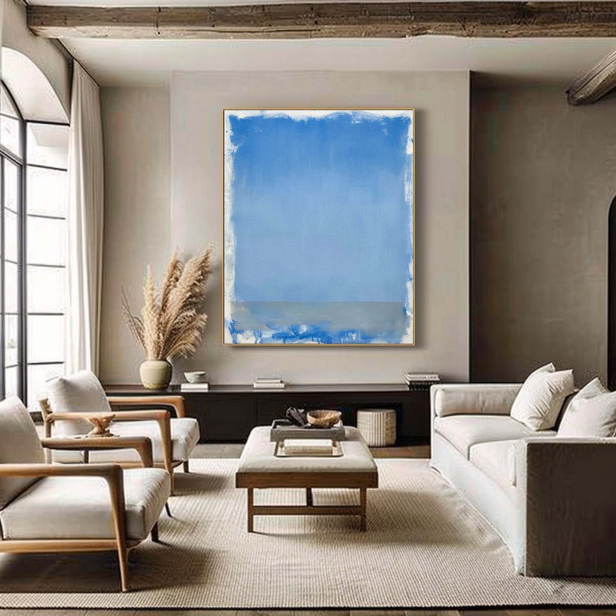 Large Dark Blue Abstract Art Blue Oil Painting Blue Canvas Wall Art ...