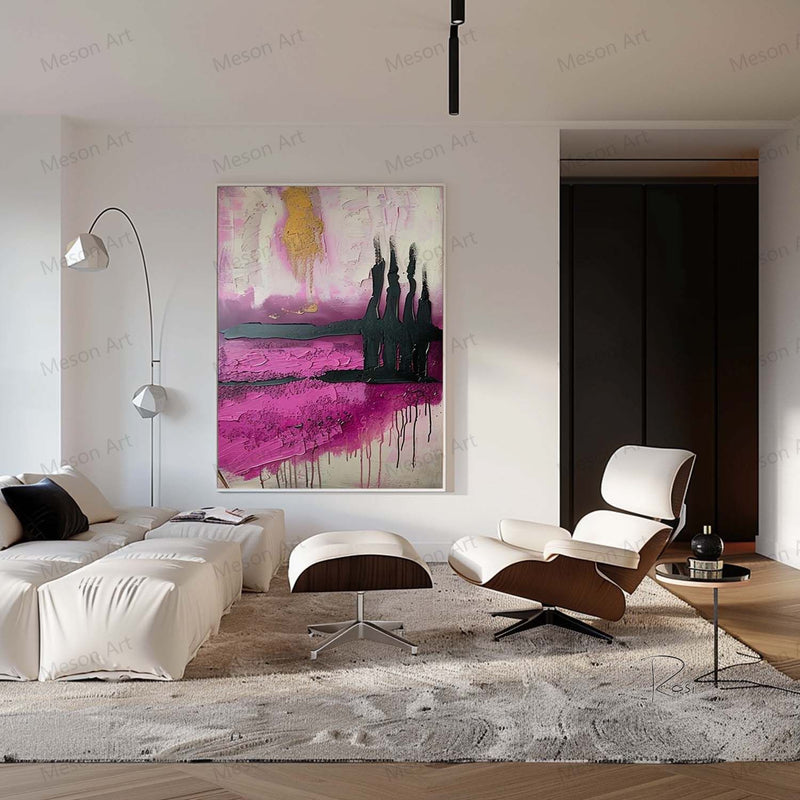 Pink Abstract Texture Art Large Pink Abstract Canvas Wall Hanging ...