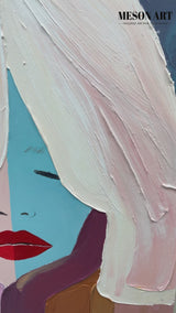 Large Pretty Girl Abstract Wall Art Pretty Lady Textured Painting ...