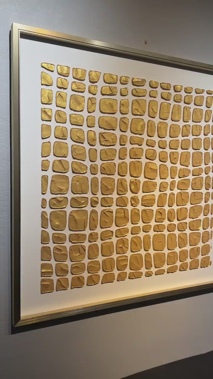Large Gold 3D Texture Painting Gold Minimalist Wall Art Gold Abstract ...