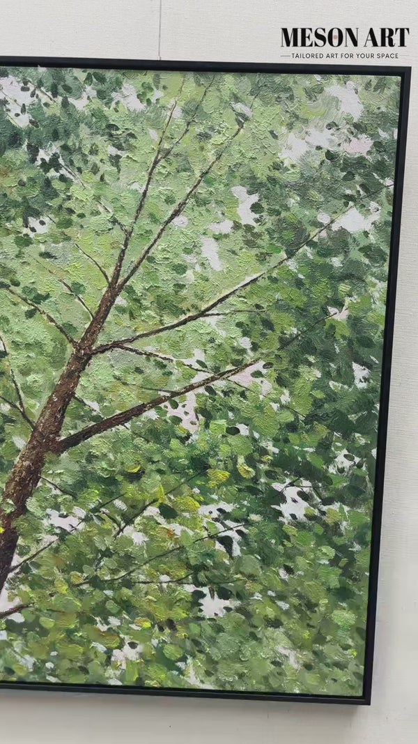 Big Green Textured Tree Painting Green Tree Textured Canvas Wall Art 3D ...