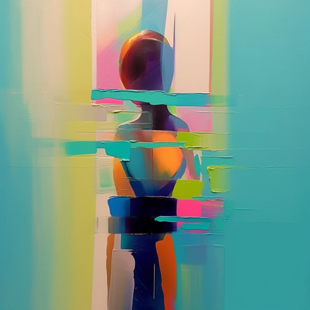 Colorful Abstract People Back View Oil Painting Palette Girl Abstract ...