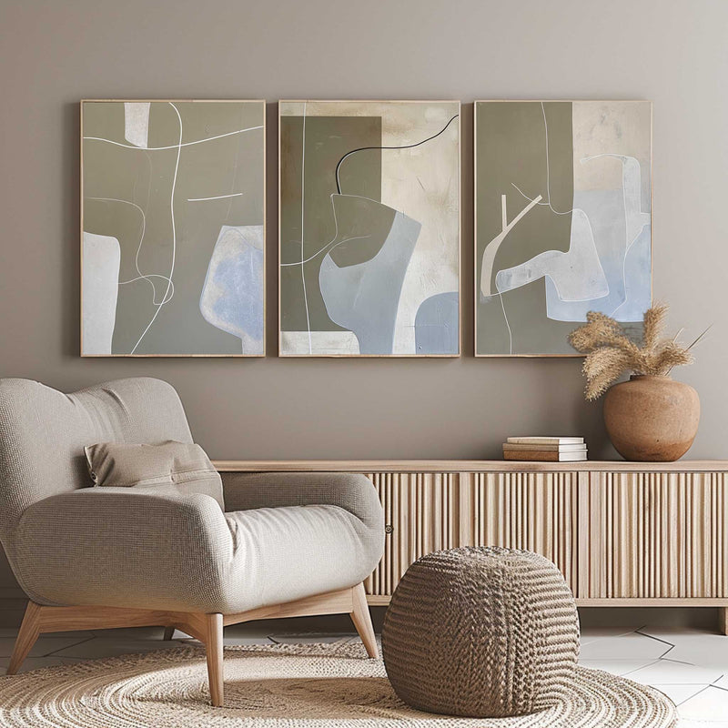 Gray and Earthy Minimalist Art 3 Piece Set of Wabi-Sabi Wall Art Gray ...