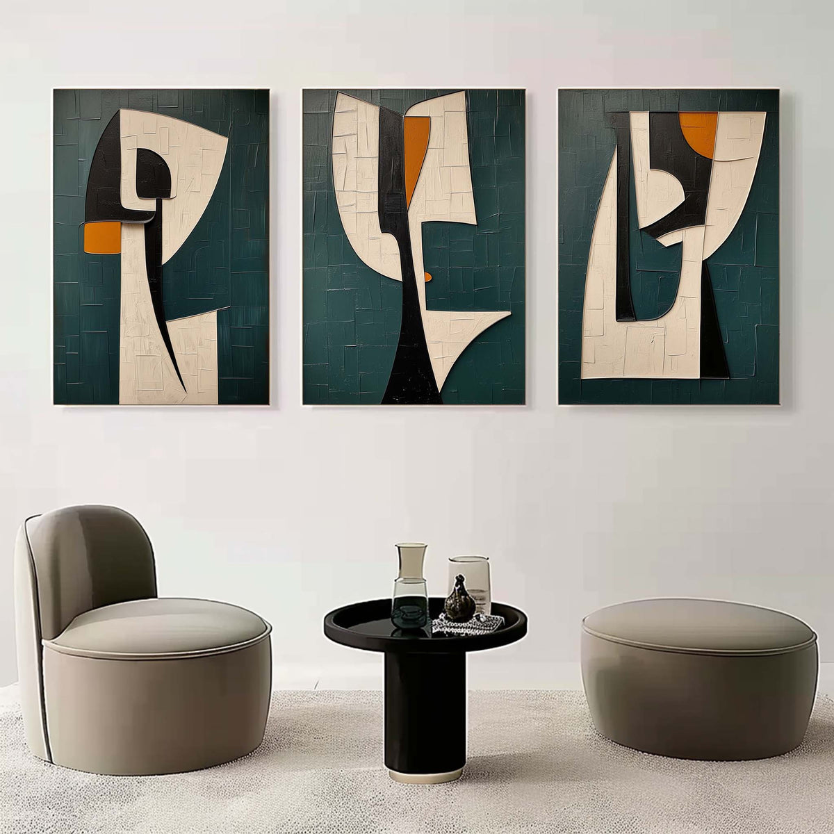 Green Contemporary Minimalist Wall Art 3 Piece Set Green Texture ...