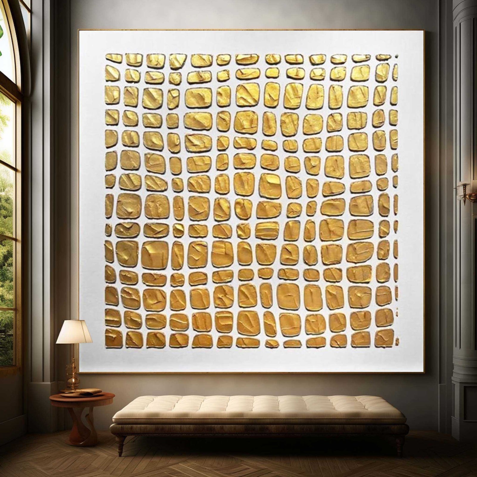 Large Gold 3D Texture Painting Gold Minimalist Wall Art Gold Abstract ...