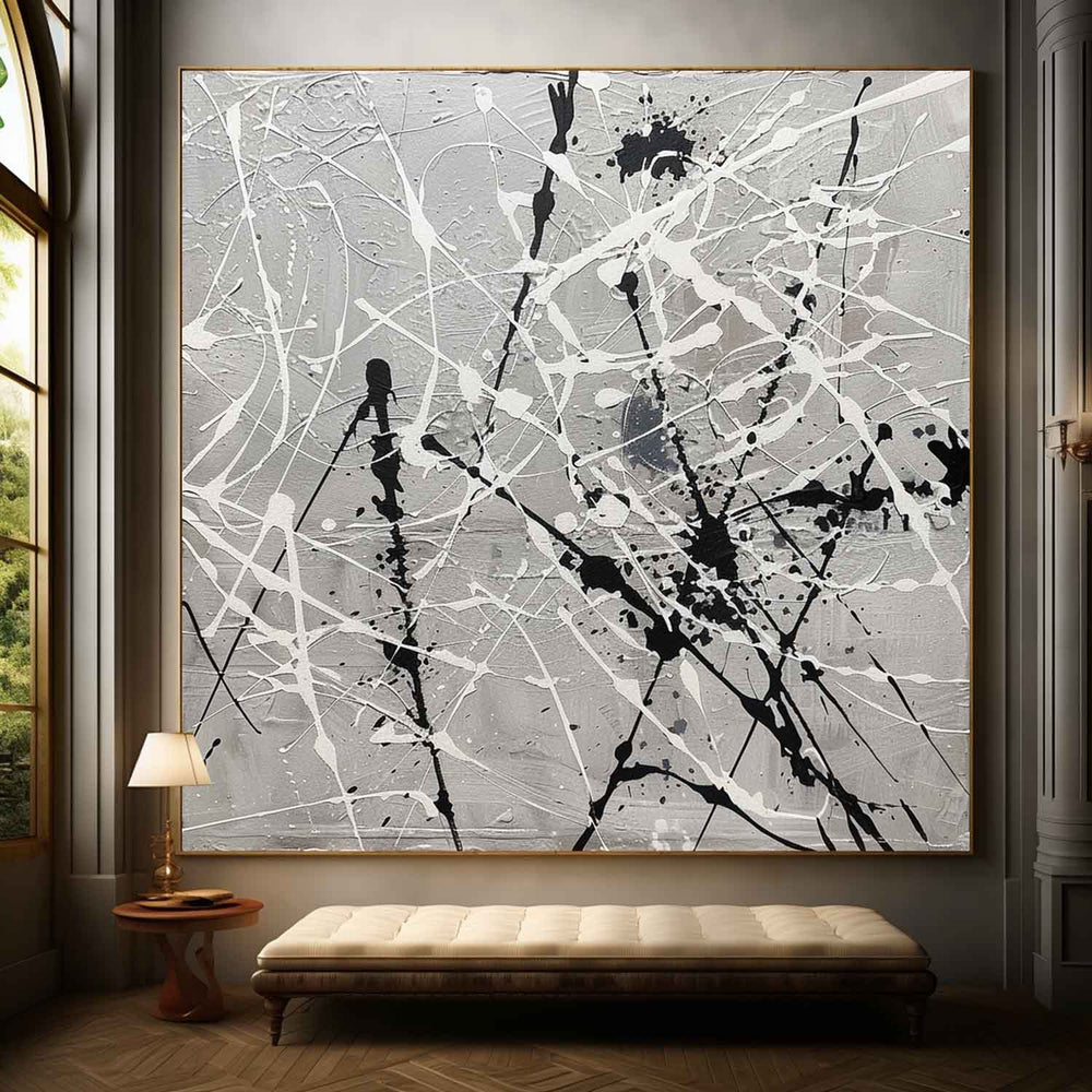 Grey Pollock Abstract Canvas Wall Art Decor Grey Pollock Abstract Oil ...