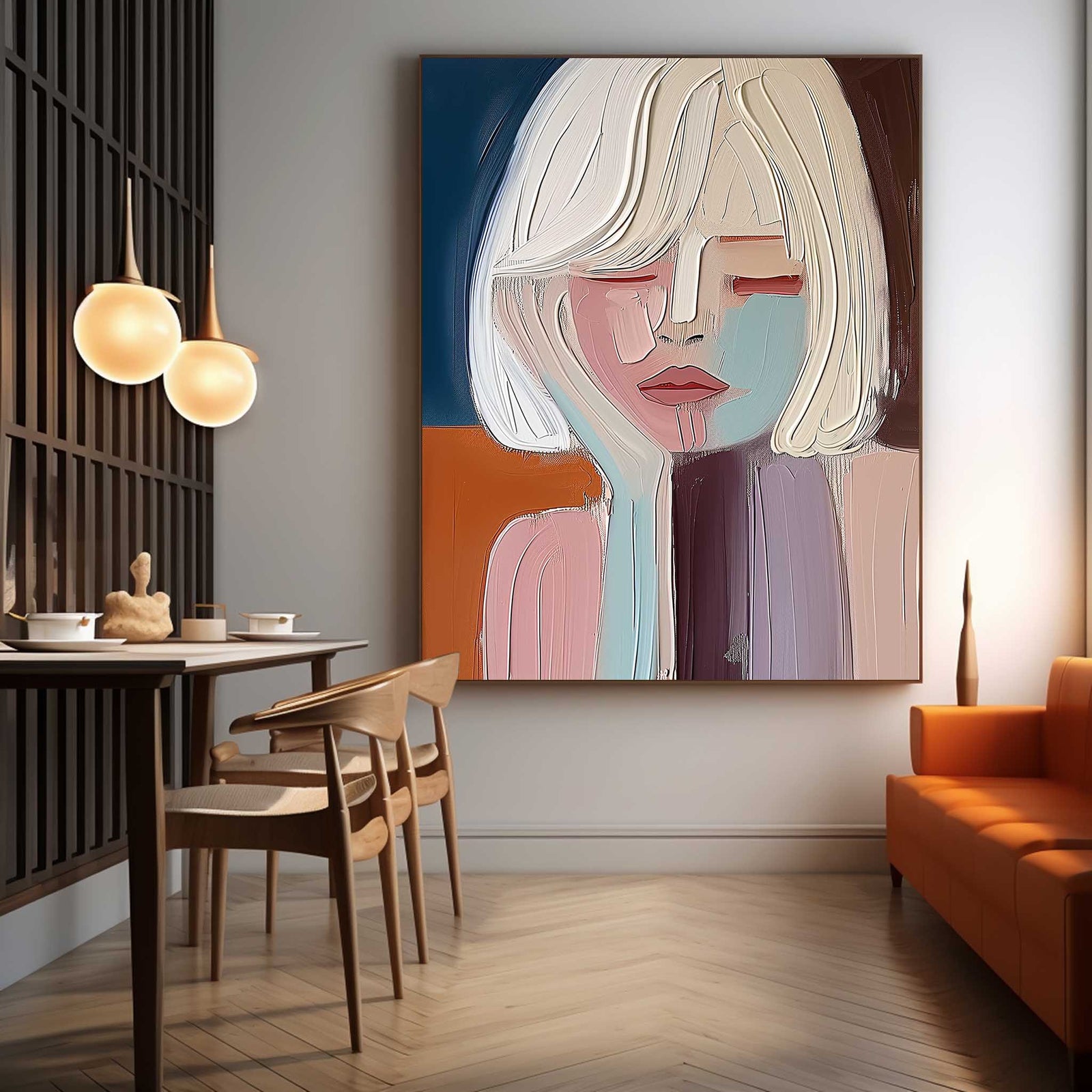 Large Pretty Girl Abstract Wall Art Colorful Pretty Lady Textured ...