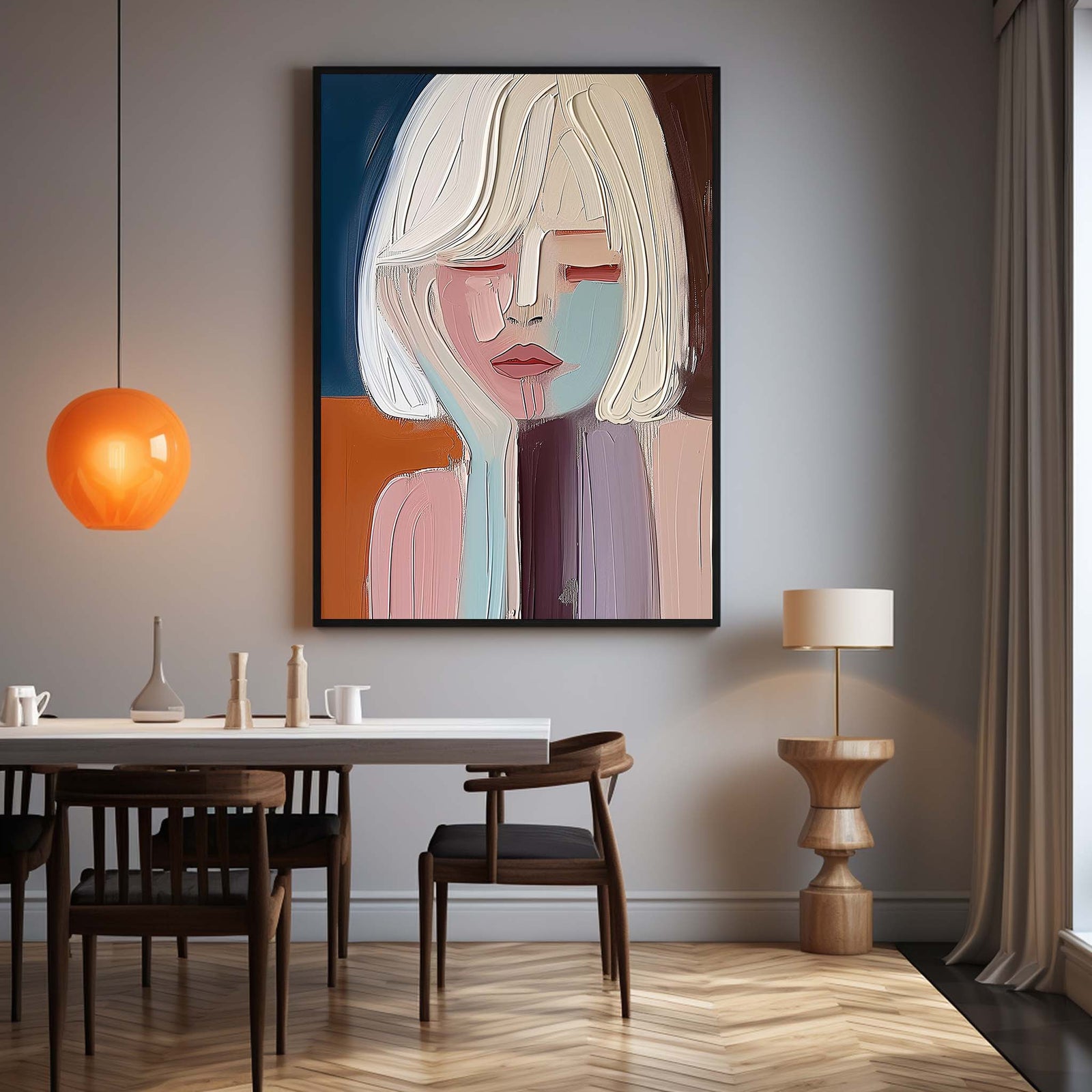 Large Pretty Girl Abstract Wall Art Colorful Pretty Lady Textured ...