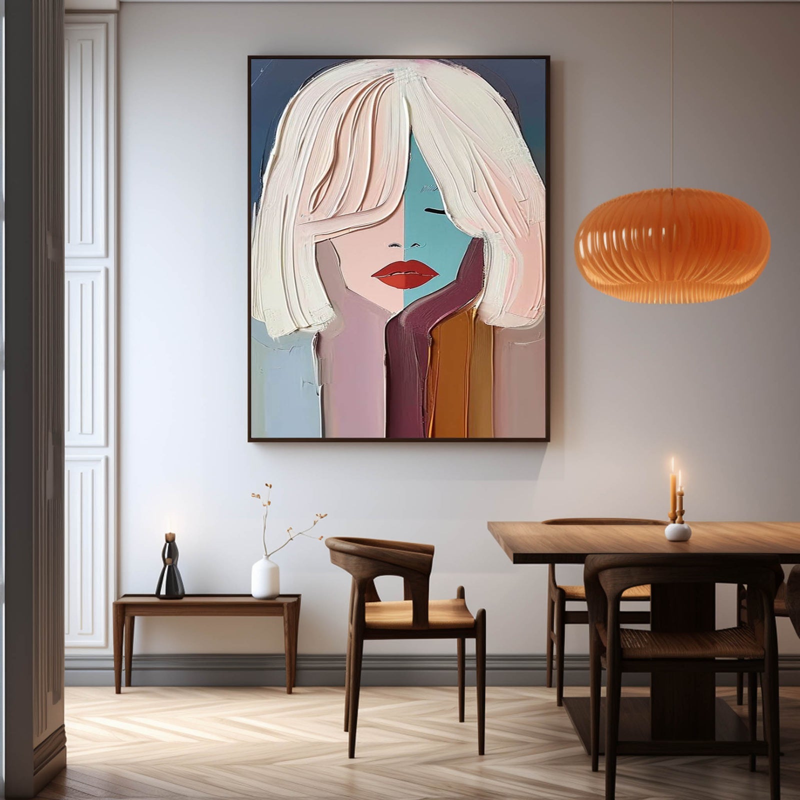 Large Pretty Girl Abstract Wall Art Pretty Lady Textured Painting ...