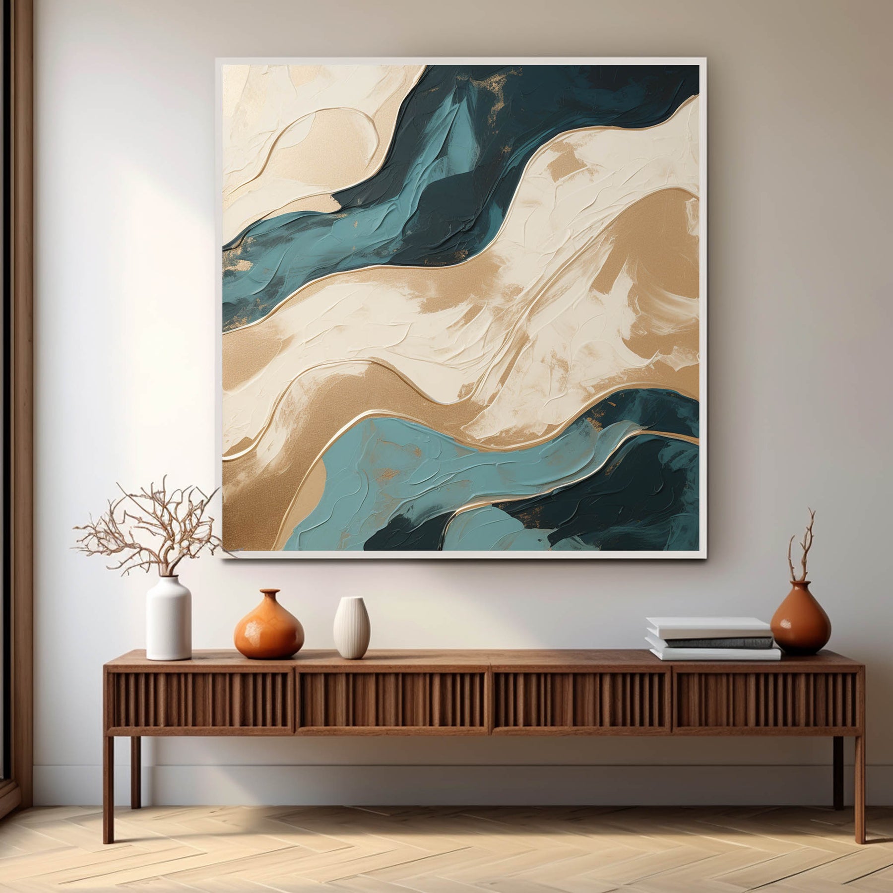 Gold and Blue Abstract Wall Art Gold and Blue Texture Painting Gold and ...
