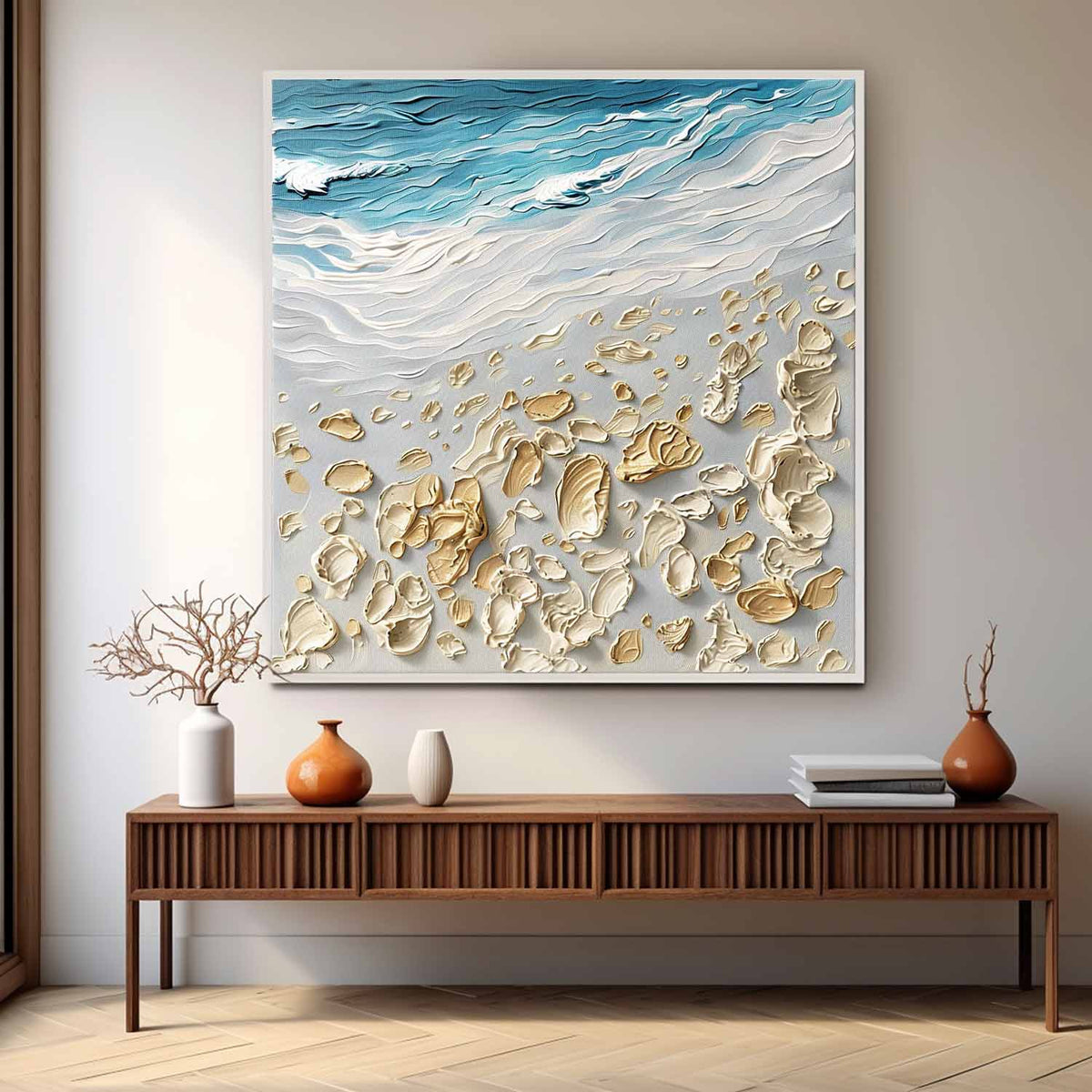 3D Coast Shell Beach Texture Painting Coast Shell Beach Texture Canvas ...