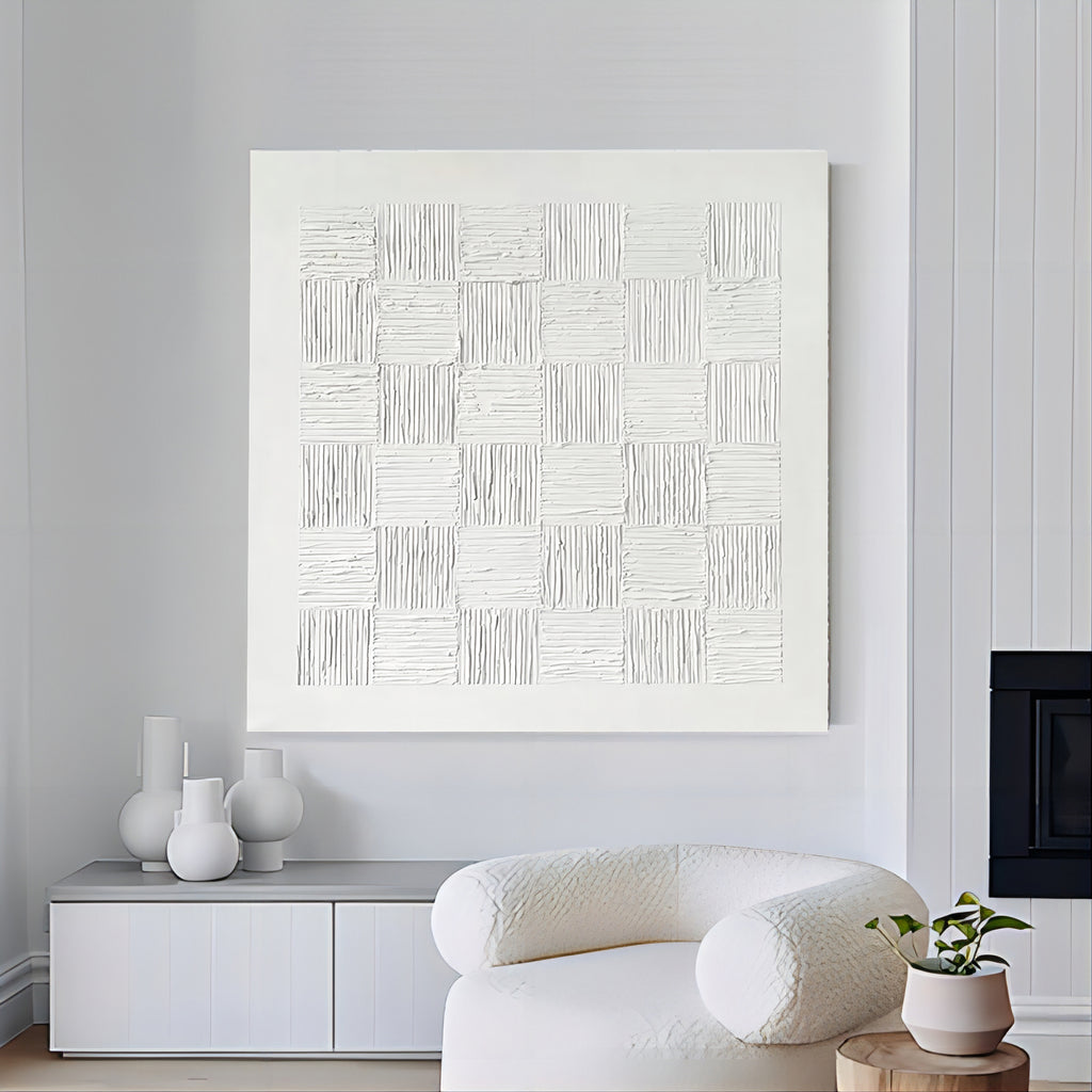 White 3D Plaster Art White 3D Abstract Painting White 3D Textured ...