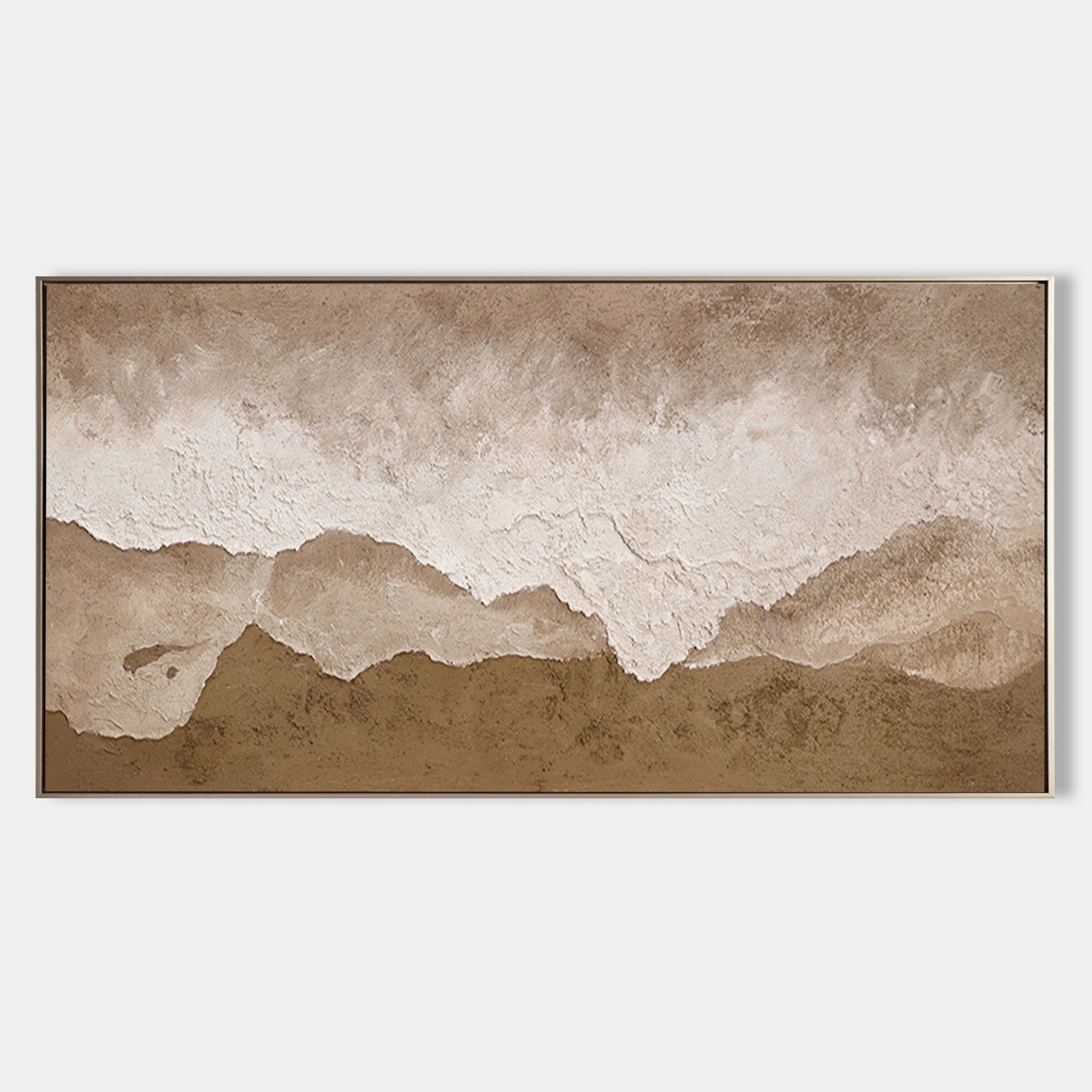 Large Brown Texture Painting 3D Sea Wall Art Plaster Wall Art Wabi-Sabi ...