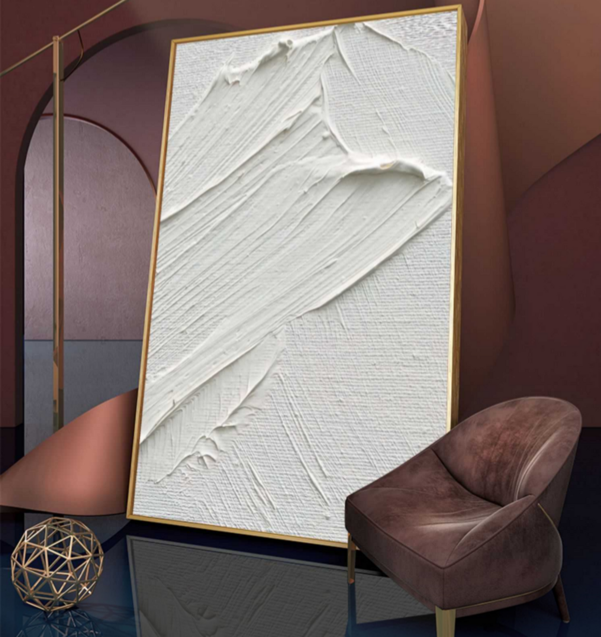 Large White 3D Abstract Painting Plaster Wall Art Textured Wall Art ...