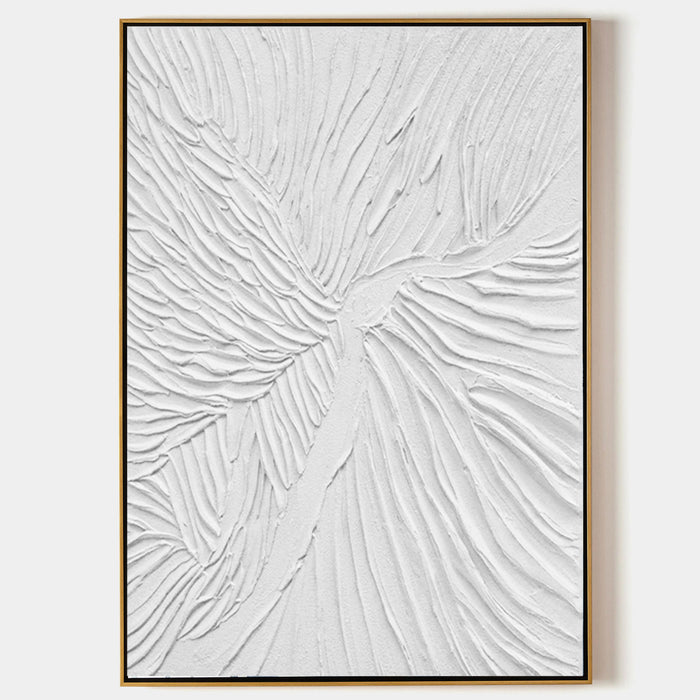Large White 3D Textured abstract Painting White Minimalist abstract Art White Plaster abstract Art