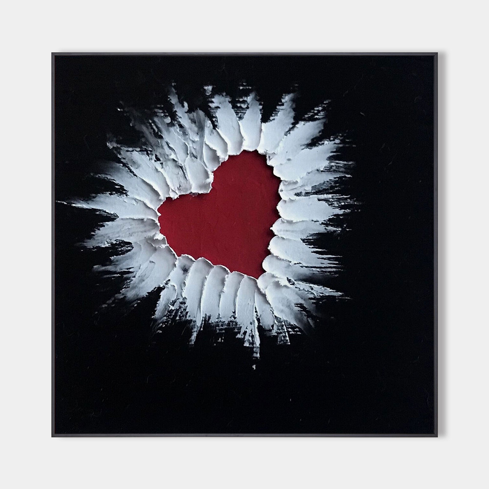 Red Heart Texture Painting Plaste Art LOVE bedroom wall art canvas