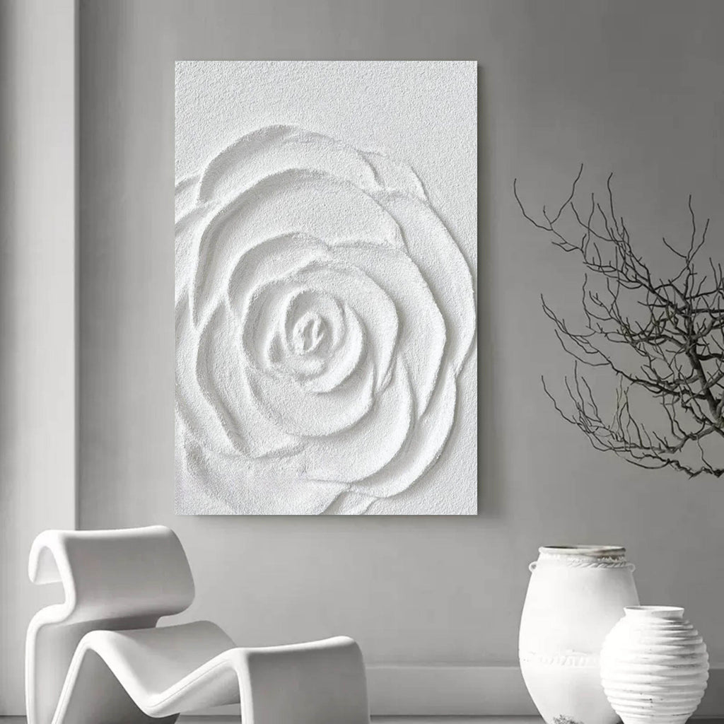 White Flower Plaster Art 3D Plaster Art Plaster Wall Art Plaster ...