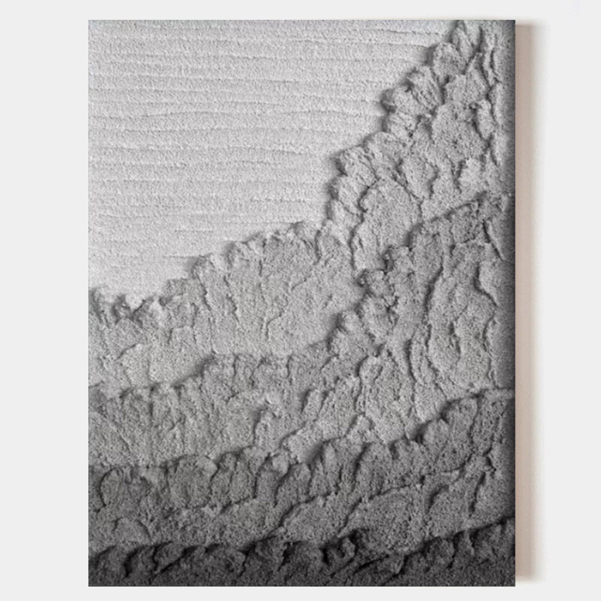Large Gray 3D Abstract Canvas Painting 3D Plaster Art Wabi-Sabi Wall ...