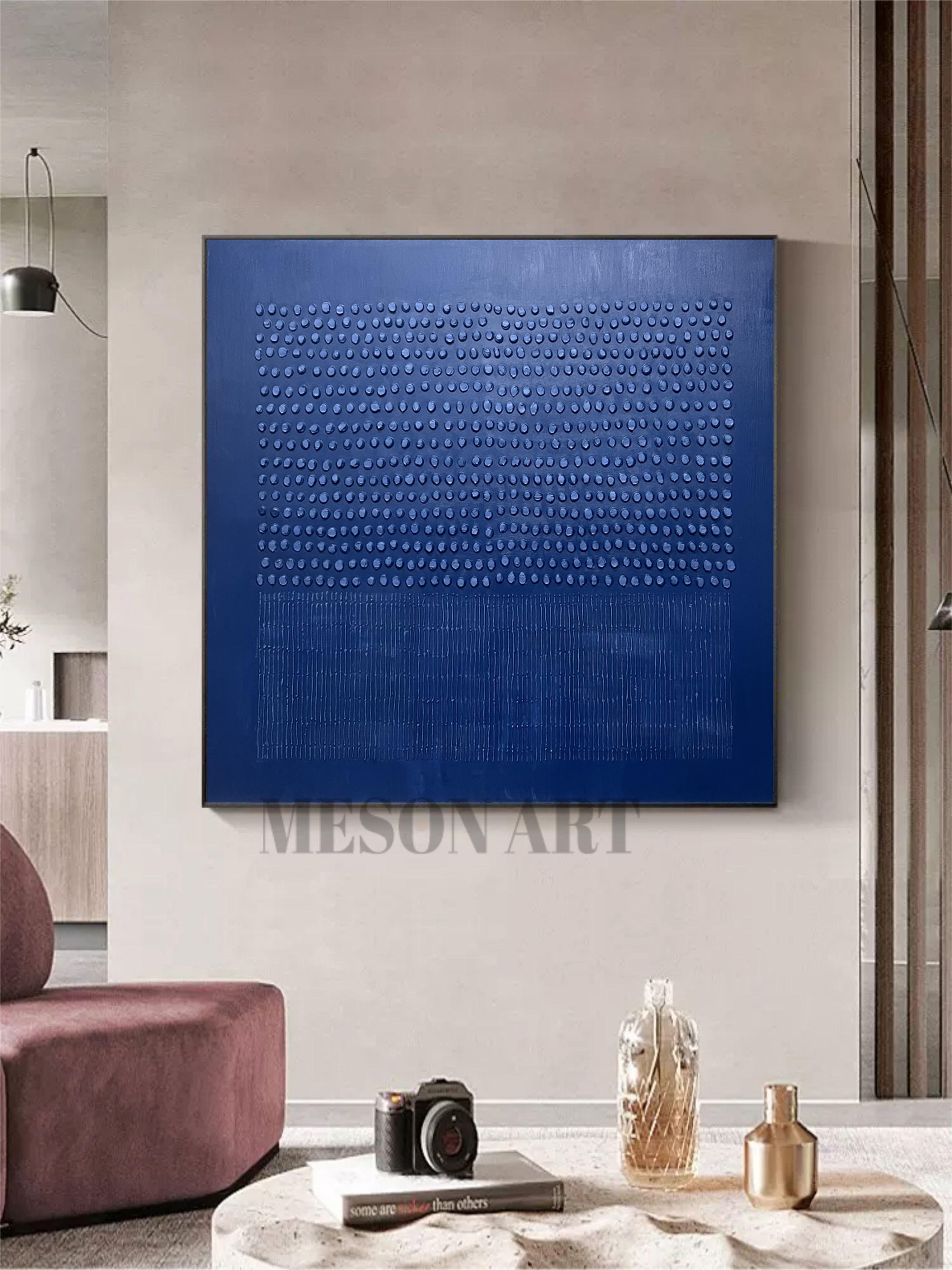Blue 3D Abstract Painting Blue Textured Wall Art Blue Minimalist ...