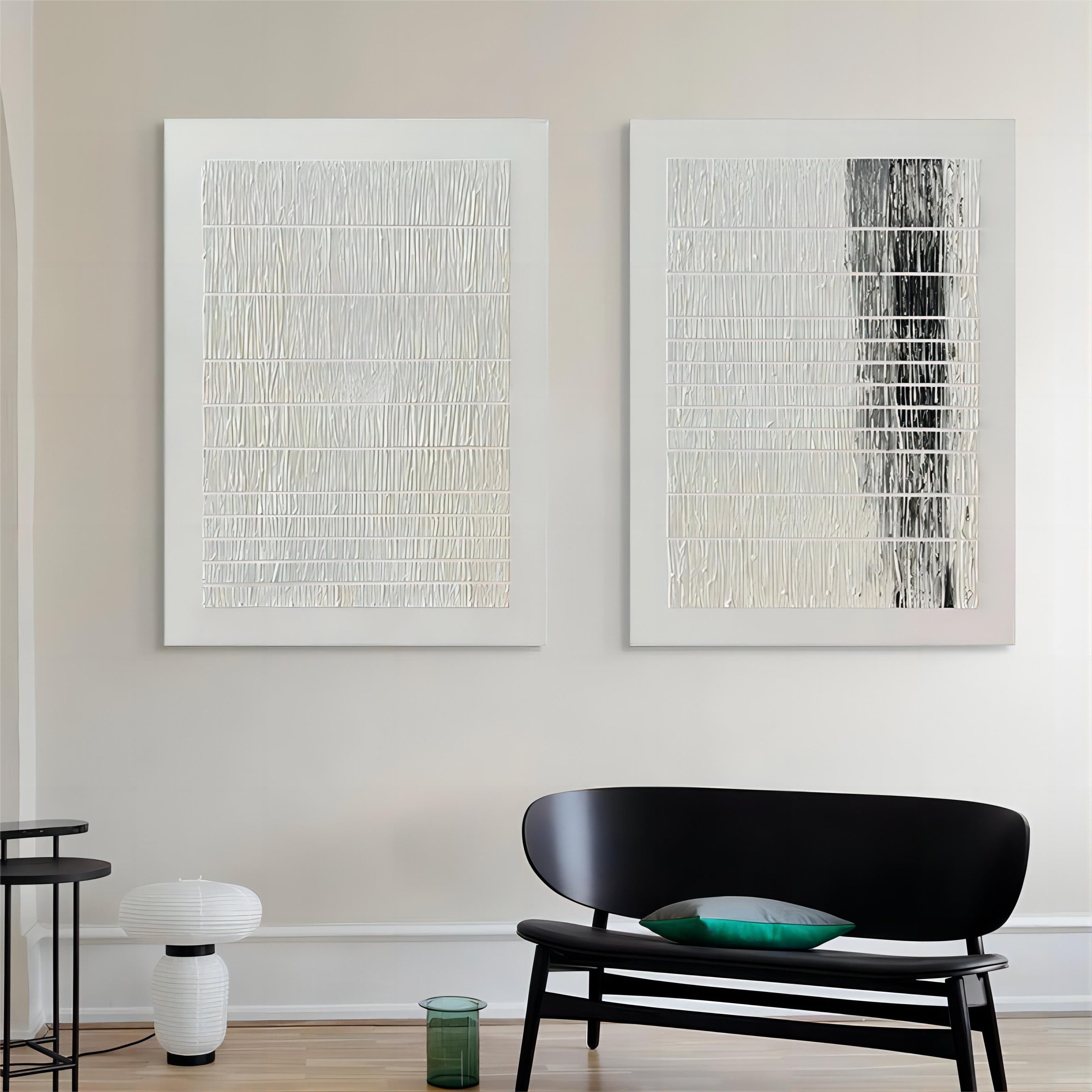 Large white 3d abstract painting set of 2 3d plaster art on canvas set ...