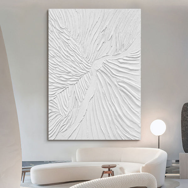 Large White 3D Textured abstract Painting White Minimalist abstract Art White Plaster abstract Art