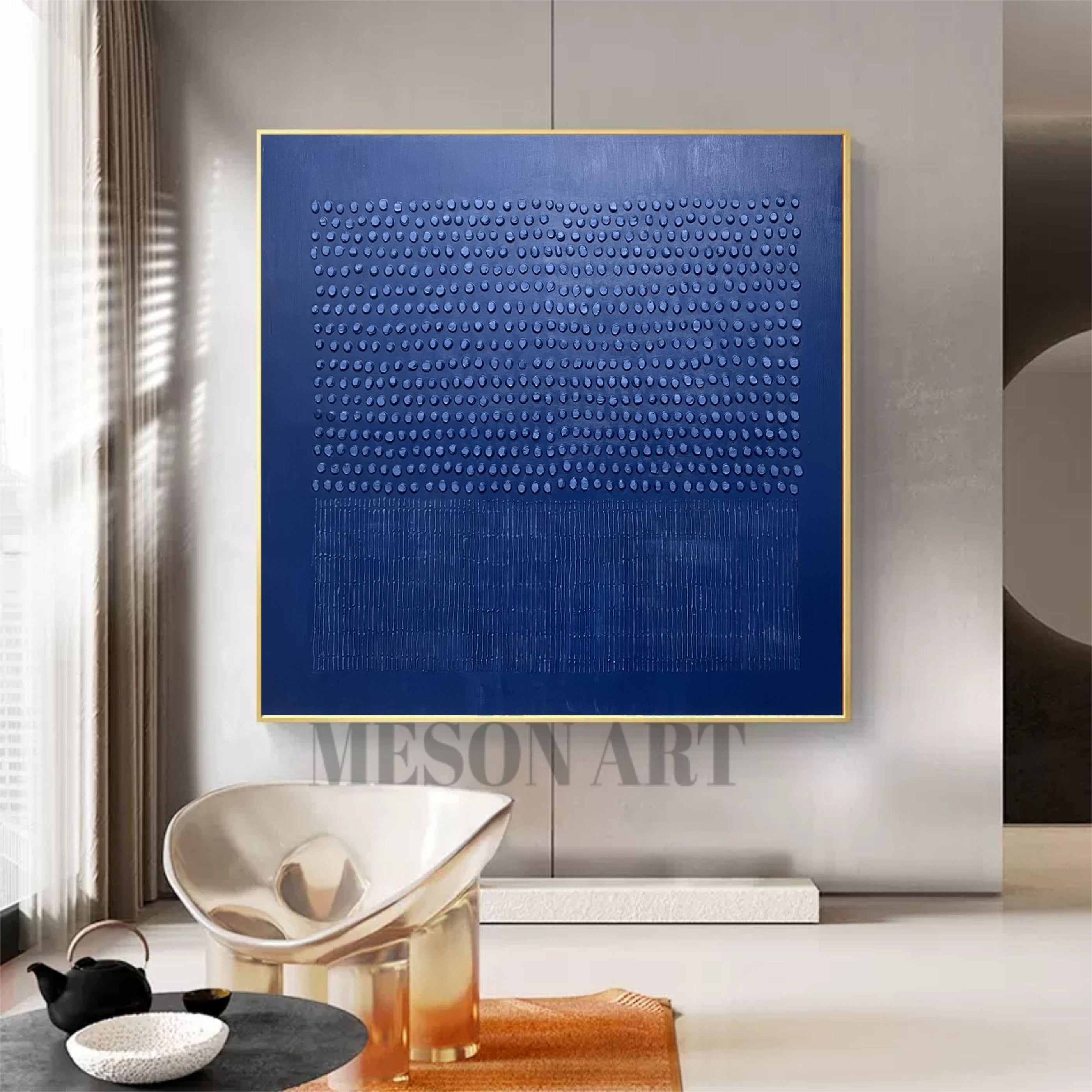 Blue 3D Abstract Painting Blue Textured Wall Art Blue Minimalist ...