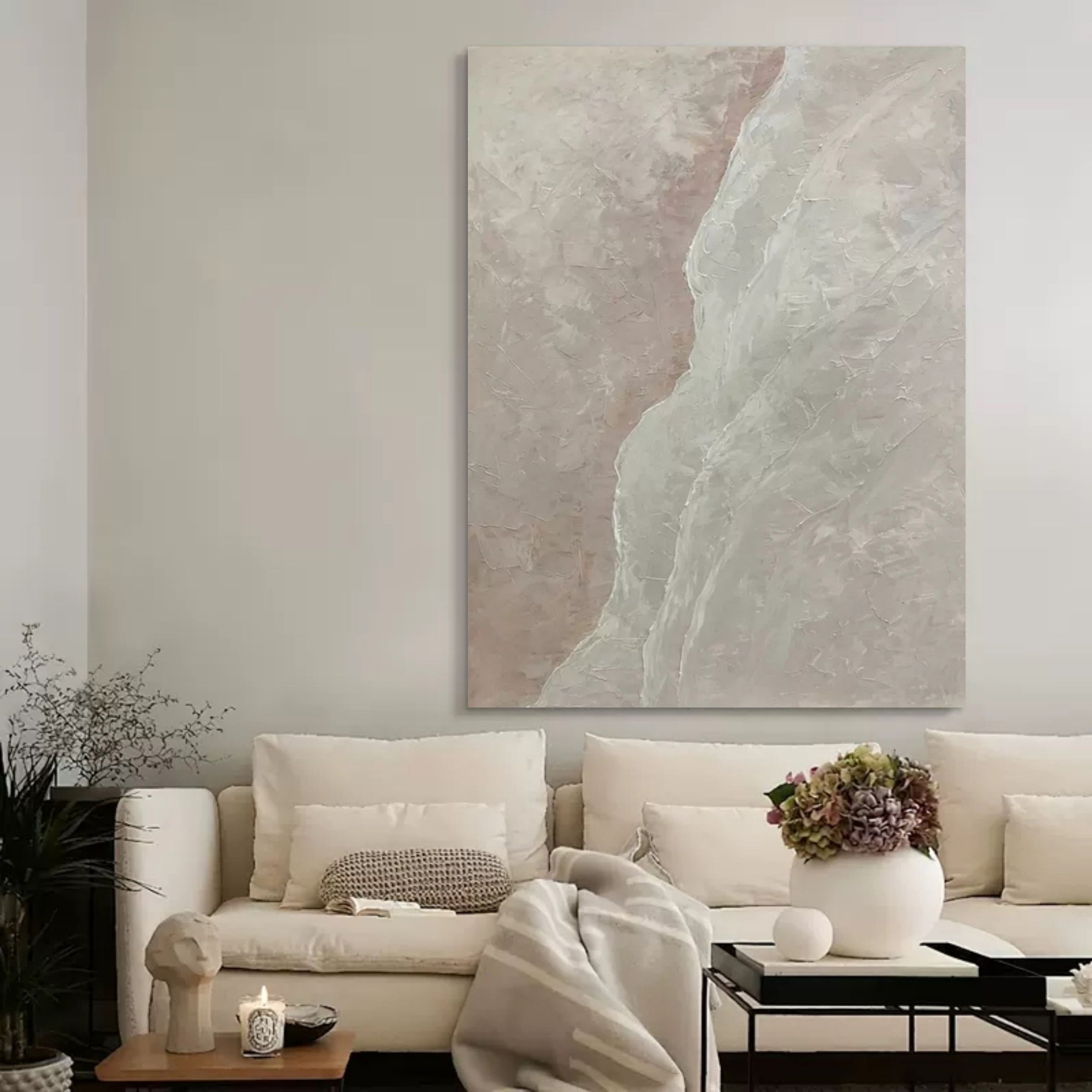 Large gray 3D abstract painting 3D Plaster Wall art Gray textured wall ...