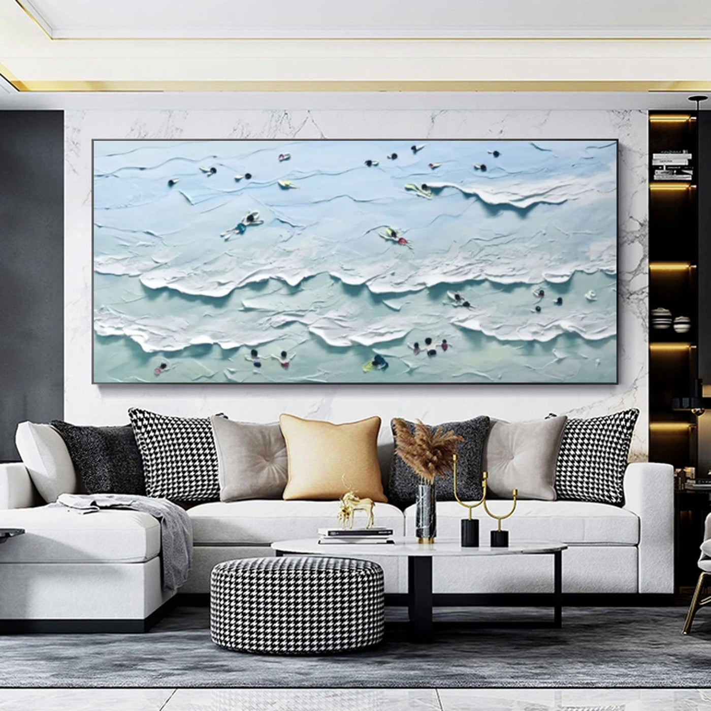 Large Blue Sea 3D Painting Sea Swimming 3D Landscape Canvas Painting ...