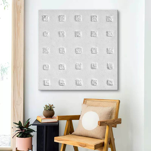 3D White Abstract Canvas Art Textured Wall Art White Abstract Oil ...