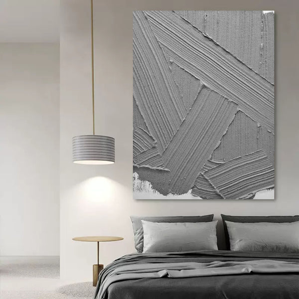 Large Gray 3D Abstract Art Gray 3D Plaster Art Textured Wall Art Gray ...