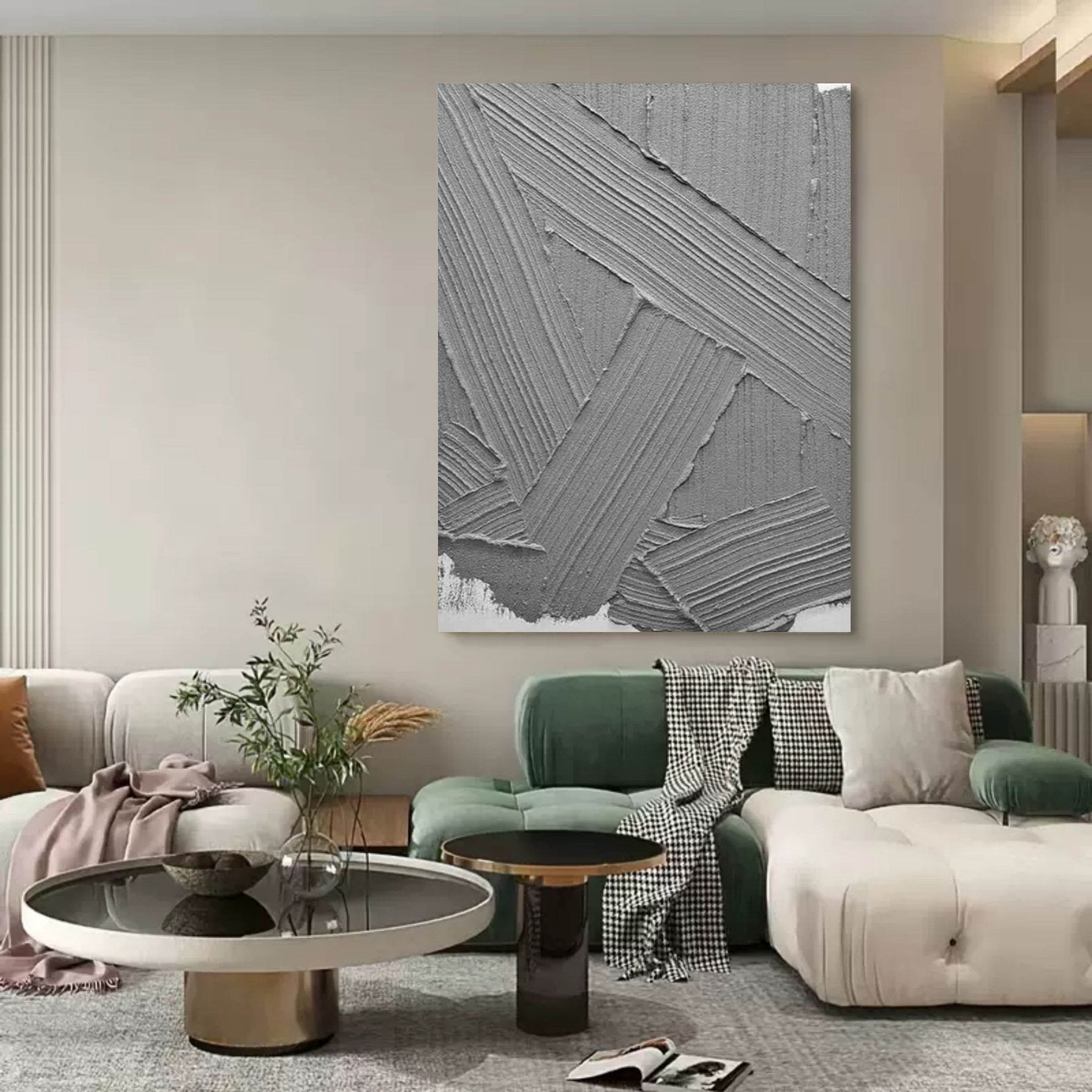 Large Gray 3D Abstract Art Gray 3D Plaster Art Textured Wall Art Gray ...