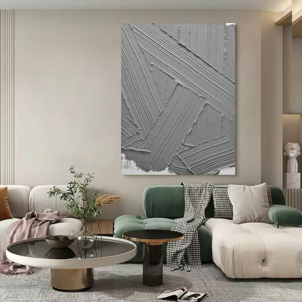 Large Gray 3D Abstract Art Gray 3D Plaster Art Textured Wall Art Gray ...