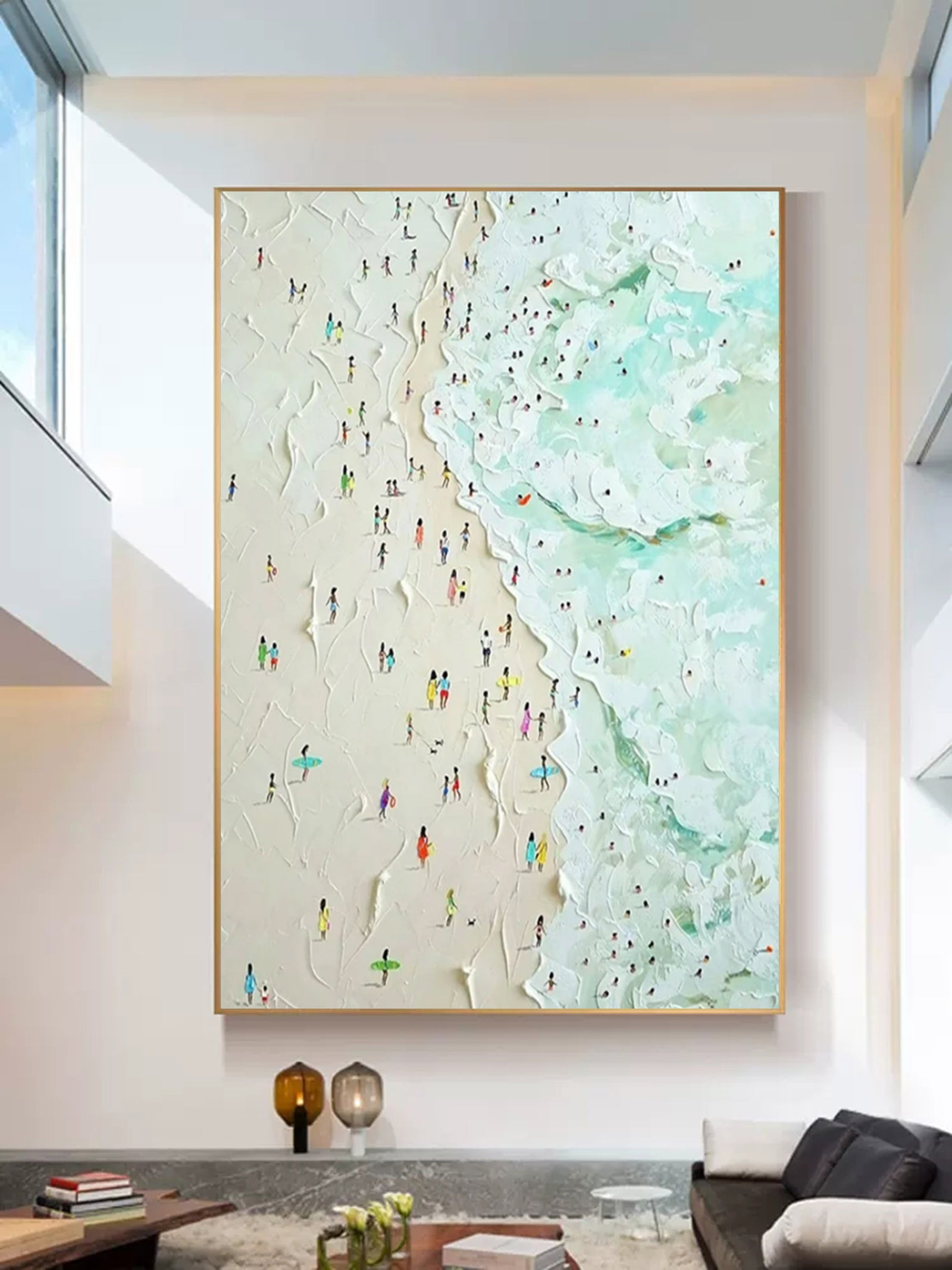 Seaside Beach 3D Landscape Painting Seaside Beach Texture Wall Art 3D ...