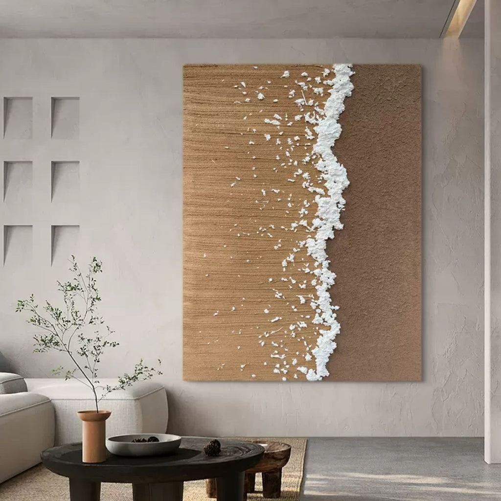Large wabi-sabi abstract painting Large brown 3D textured wall art Large brown minimalist paintings