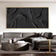 Panoramic Black 3D Abstract Painting Large Black Textured Wall Art ...